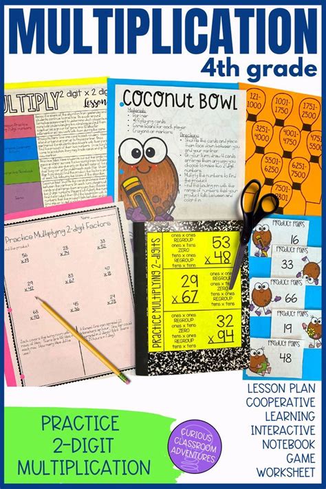 2 Digit Multiplication Algorithm Anchor Chart Game Practice Review