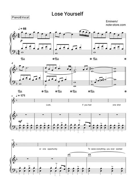 Eminem Lose Yourself Sheet Music For Piano With Letters Download