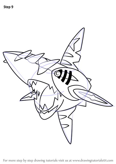How To Draw Mega Sharpedo From Pokemon Pokemon Step By Step