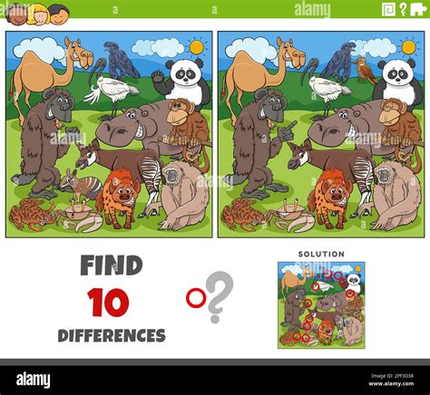 cartoon illustration of finding the differences between pictures