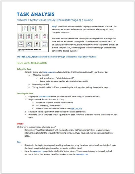 Autism Morning Routine Task Analysis Digital Download Developmental
