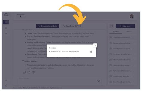how to search internal organizational data and open data in workbot