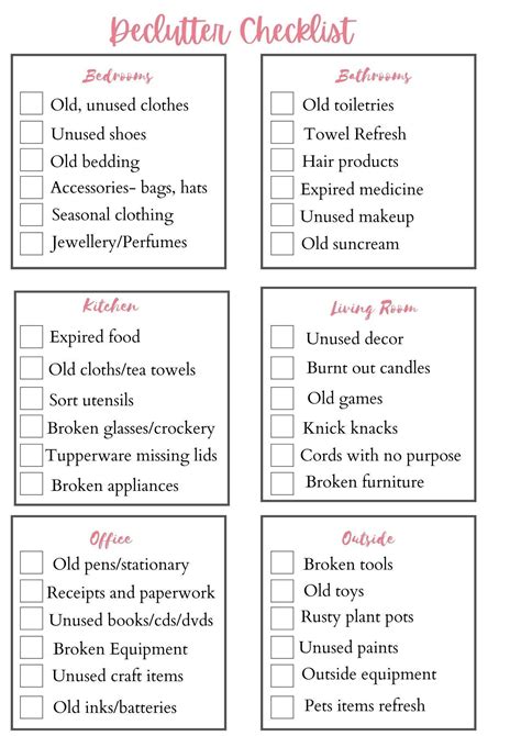 Declutter Checklist Pre Filled Etsy In 2025 Declutter Checklist