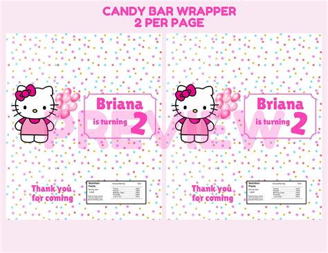 Hello Kitty Pink Birthday Party Bundle Hello Kitty Candy Wrapper Tem Girly Girl Tutus