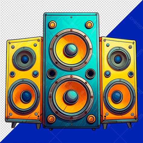Arte De Caixas De Som Amarela E Azul Psd Editável Psd Premium Download