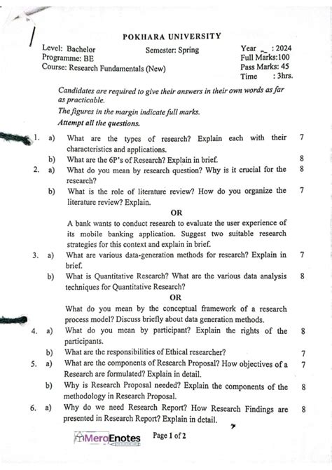 Pu Be Computer Research Fundamentals Question Paper 4th Sem Mero Enotes