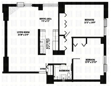 Floor Plan For A 2 Bedroom Apartment In New York City New York