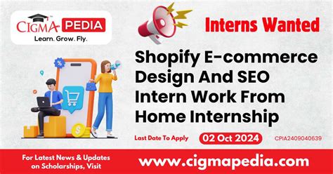Shopify E Commerce Design And Seo Intern Work From Home Internship By
