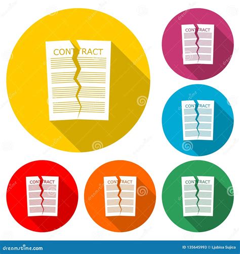 Torn Document Icon Or Logo Color Set With Long Shadow Stock Vector