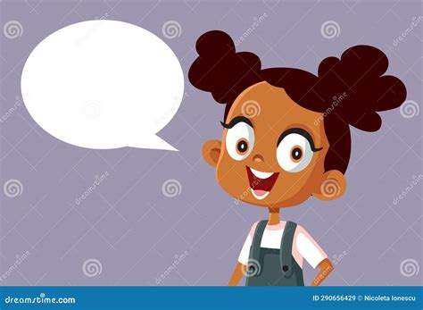 Elementary Student With Speech Bubble Communicating Vector Cartoon