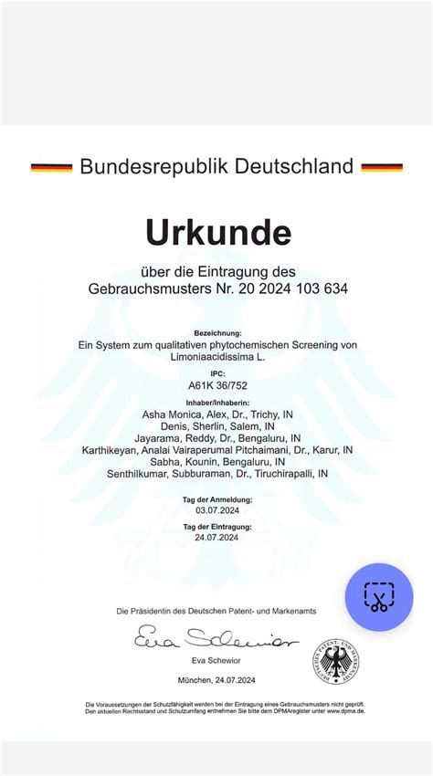 German Patent Certificate Granted Jheasa