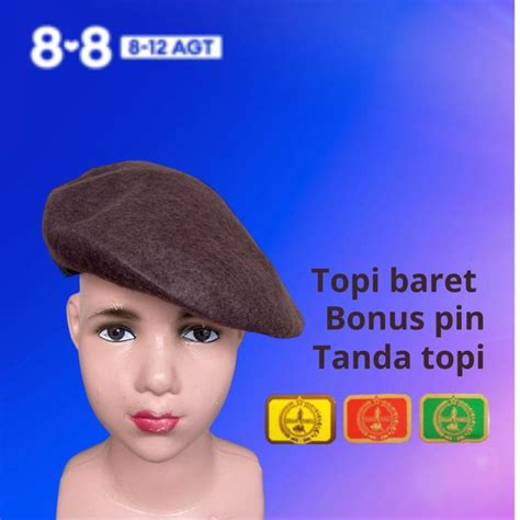 Topi Baret Bonus Pin Perlengkepan Pramuka Lazada Indonesia