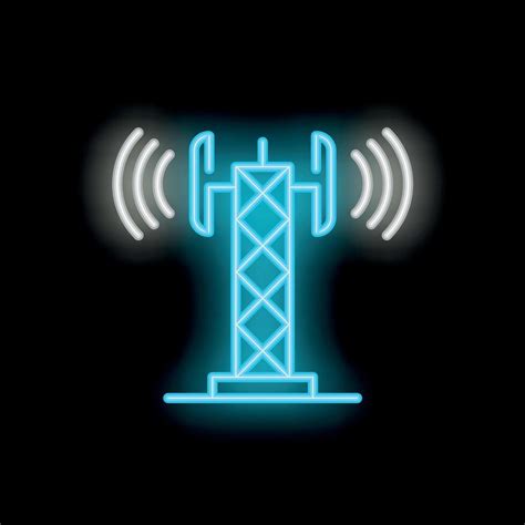 Neon Icon Of Telecommunication Tower Transmitting Radio Waves 52774239
