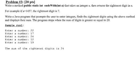 Solved Problem 3 20 Pts Write A Method Public Static Int