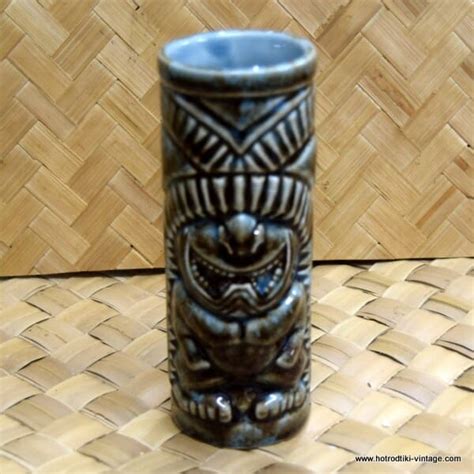 Vintage 2003 Tiki Farm Ku X Eyes Tiki Mug Blue Brown Glaze Hrtv