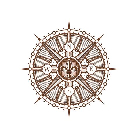 Premium Vector Vintage Medieval Antique Wind Rose Compass Vector