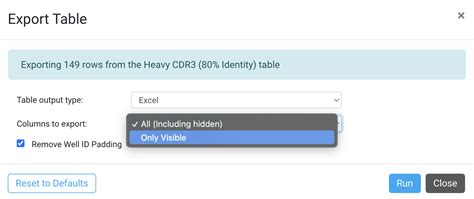 Antibody Annotator Cluster Table Columns Geneious Biologics Support