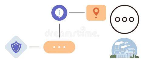 Information Flow And Navigation Pathway With Security And Location Elements Stock Illustration