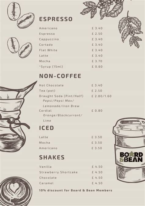 Menu At Board And Bean Cafe Chesterfield