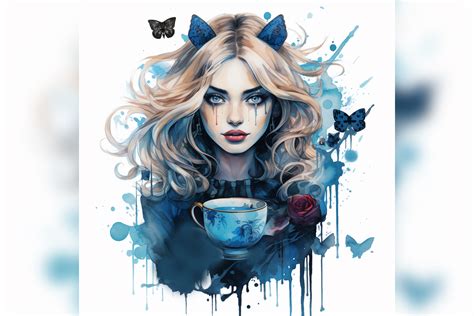 Butterfly Tea Girl Watercolor Png Graphic By Creativemoodua · Creative