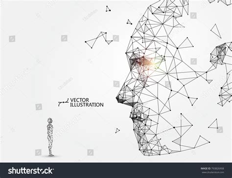 Man Machine Interaction Concept Vector Illustration Stock Vector
