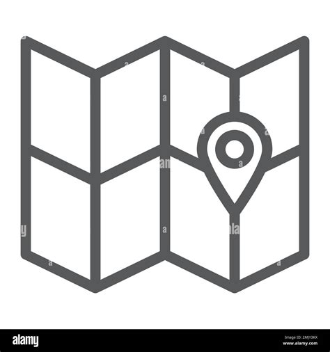 Map Line Icon Location And Travel Direction Sign Vector Graphics A