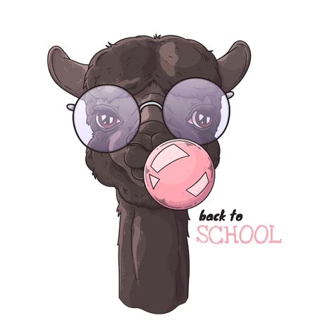 Premium Vector Portrait Of Cute Alpaca In Glasses