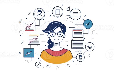 Illustration Of A Person Surrounded By Data Analytics Icons