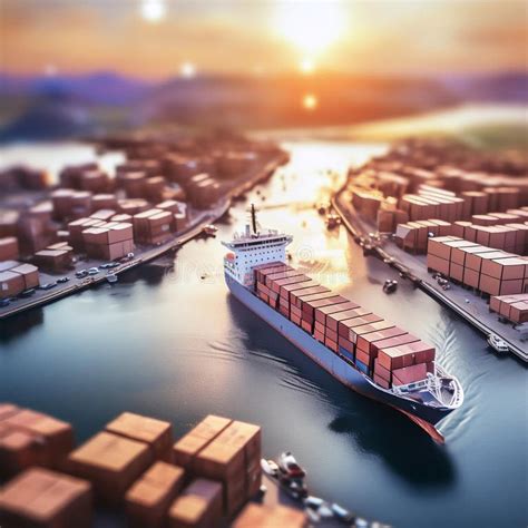 Illustration Of International Shipment And Logistics Process Stock