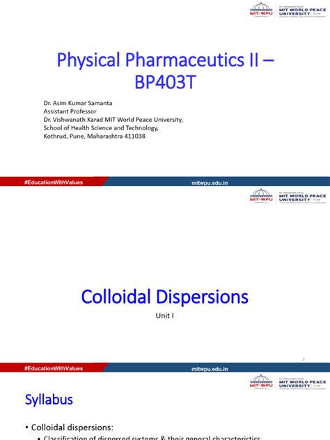 Colloidal Dispersion Unit I Pdf Colloid Soft Matter