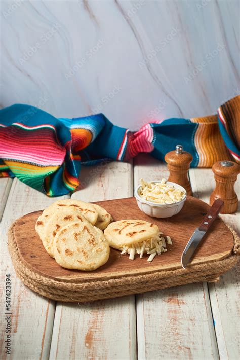 Arepa Made From Ground Corn Dough Cornmeal Traditional In The Cuisine