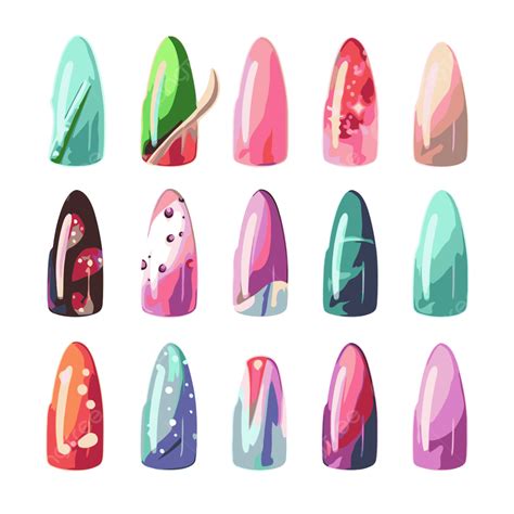 Kuku Akrilik Clipart Kuku Warna Warni Kuku Dan Calaturitor Set Warna Warni Kuku Desain Clip Art