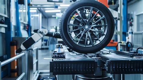 Premium Photo Automated Wheel Durability Testing Rig In Industrial Workshop