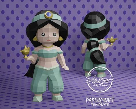 Princess Jasmine Aladdin Diy Craft Template Pdf Low Poly Papercraft 3d Doll Origami Home
