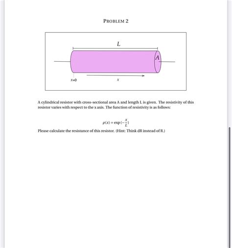 Solved Problem 2 A Cylindrical Resistor With Cross Sectional