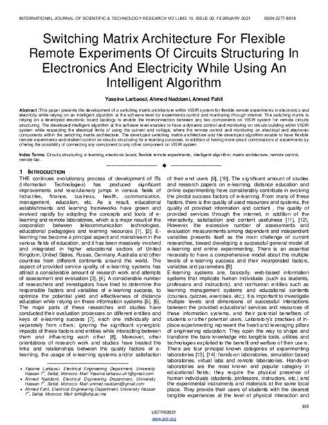 Pdf Switching Matrix Architecture For Flexible Remote Experiments Of Circuits Structuring In