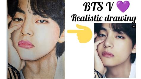 How To Draw Bts V 💜 Realistic V Colour Pencil Drawing Drawing