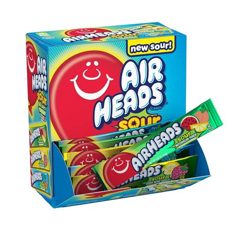 Airheads Sour Full Size Candy Bars Taffy Candy Variety Bulk Box Individually Wrapped Candy