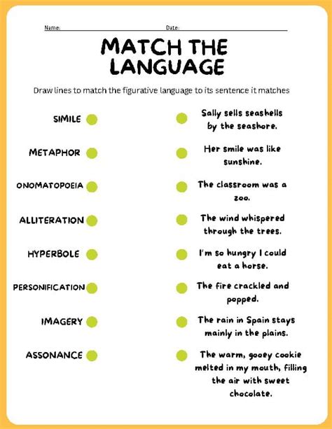 Figurative Language Matching Worksheet By Weston Snell Tpt