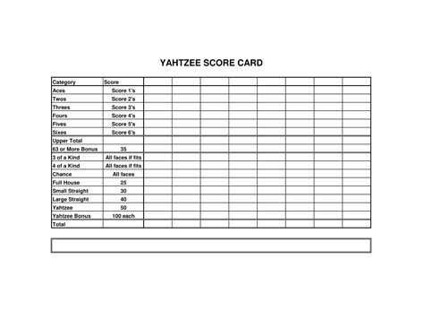 Excel Printable Yahtzee Score Card At Gwen Green Blog
