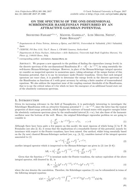 Pdf On The Spectrum Of The One Dimensional Schrödinger Hamiltonian Perturbed By An Attractive