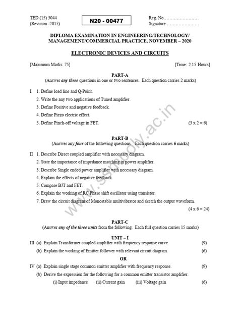 3044 Electronic Devices And Circuits Qp Pdf Amplifier Electronic