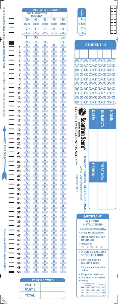 882 E Lovas 100q A E 500pkg Scantron