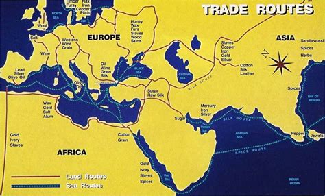 Map Of Middle East Trade Routes Map Of Trade Routes On The Silk Road