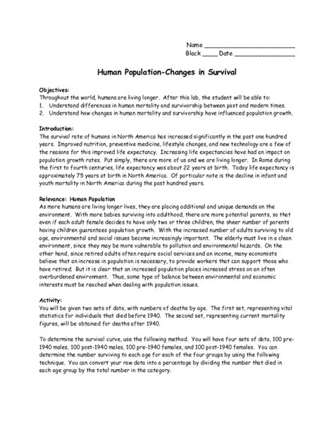 Fillable Online Population Ecology Graph Worksheet Answer Key Fax Email