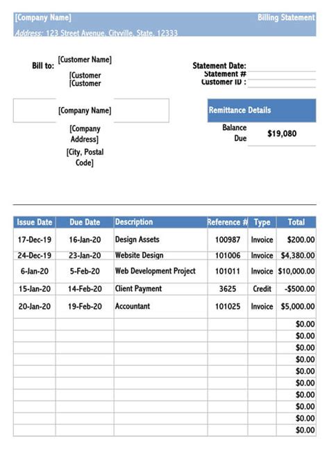Free Billing Statement Templates Excel Word Pdf