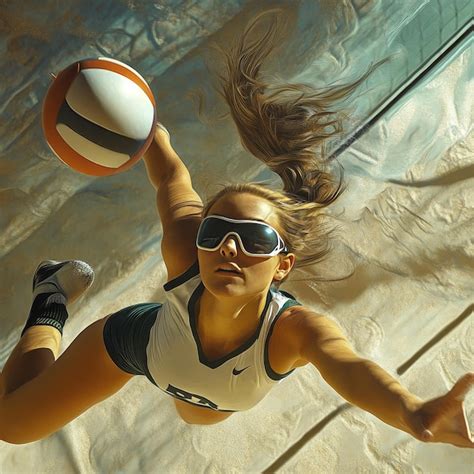 Volleyball Girl In Action On The Court High Quality Photo Premium Ai