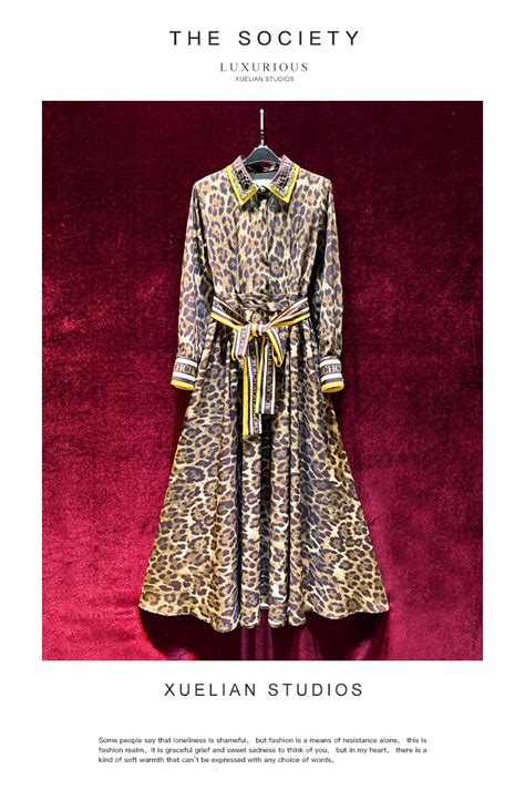Elegant Socialite European And American Retro Leopard Print Long