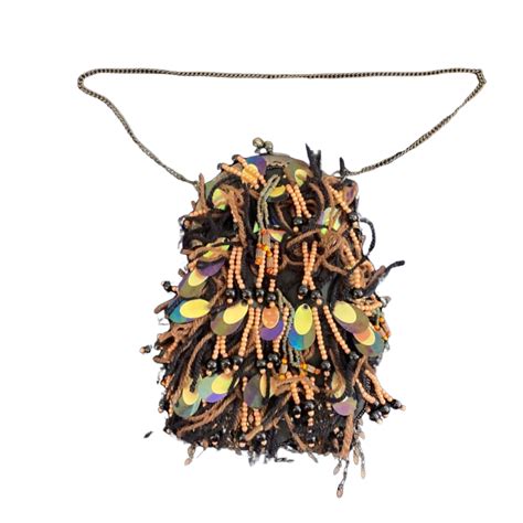 Brown Beaded Purse S