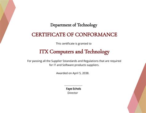 Supplier Certificate Of Conformance Template Edit Online And Download Example